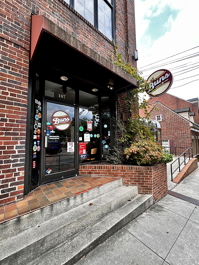 Buns' brick storefront might look modest, but those steps lead to Chapel Hill's burger paradise.