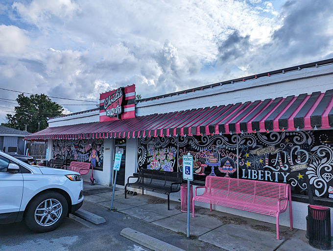 Christi's Cafe: Those bold pink and black stripes aren't just decoration&mdash;they're a warning that the food inside doesn't play it safe either.
