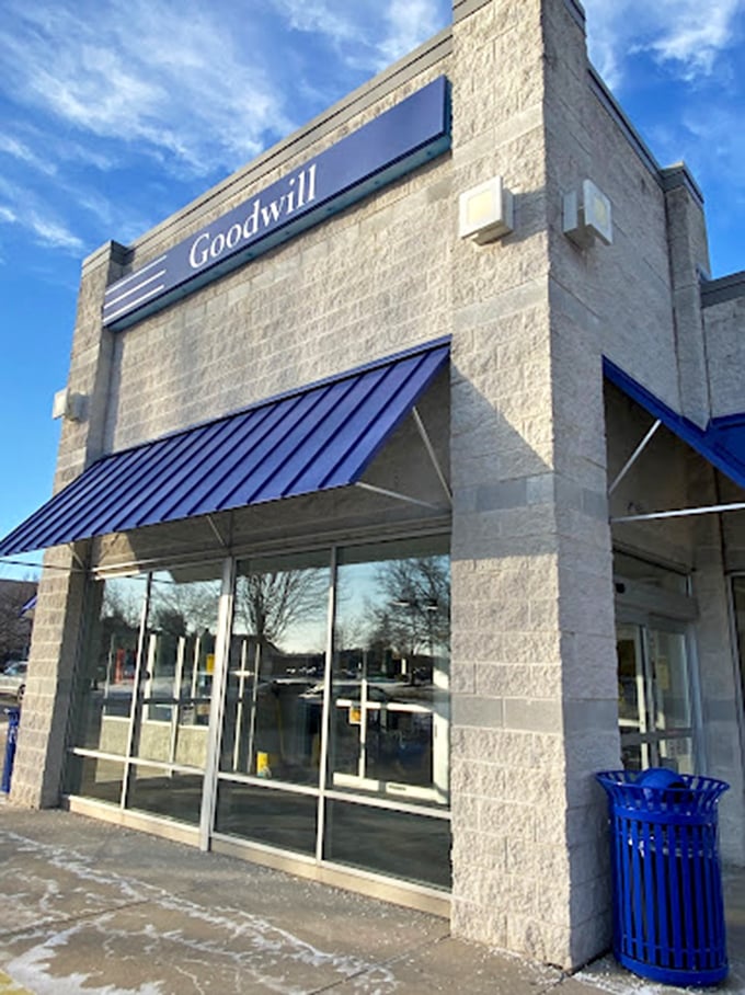 Goodwill's signature blue awnings and clean lines make this location instantly recognizable to bargain hunters everywhere. 