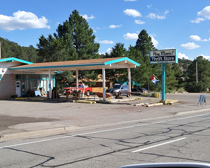 Hey Mavis! Thrift Store's vintage gas station vibe is the perfect prelude to the retro treasures waiting inside.