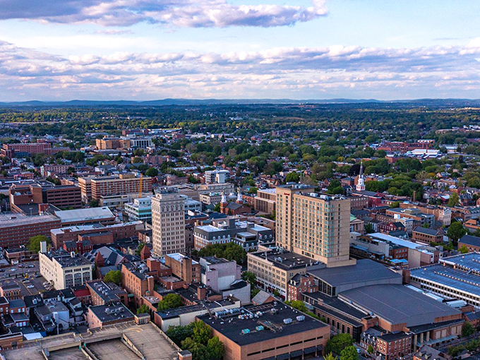 Lancaster's skyline features historic church spires and modern buildings, creating a cityscape where charm doesn't come with a corresponding price hike.