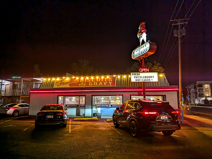 The Capri's iconic rooster doesn't crow&mdash;it practically sings opera about their legendary biscuits and gravy. A roadside breakfast symphony awaits.