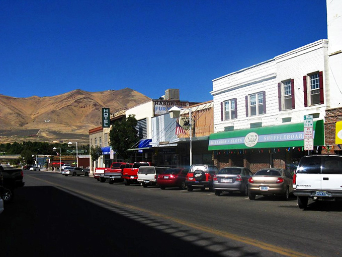 Winnemucca's pastel-colored buildings brighten the streetscape like a desert town that refused to be drab.