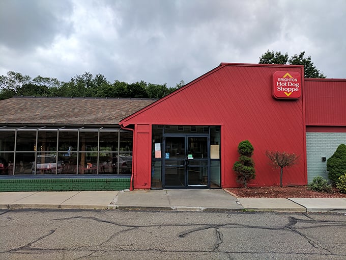 The no-frills exterior of Brighton Hot Dog Shoppe promises straightforward deliciousness. In Pittsburgh, they don't need fancy buildings when the dogs are this good. 