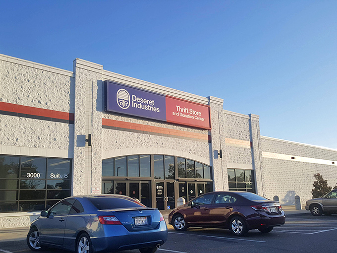 The clean lines and bright signage of this Deseret Industries store promises a thrifting experience without the musty basement vibes.