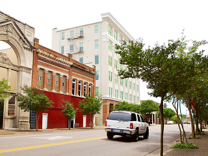 Main Street Hattiesburg &ndash; where traffic moves at the speed of conversation and parking spots appear when you need them. 