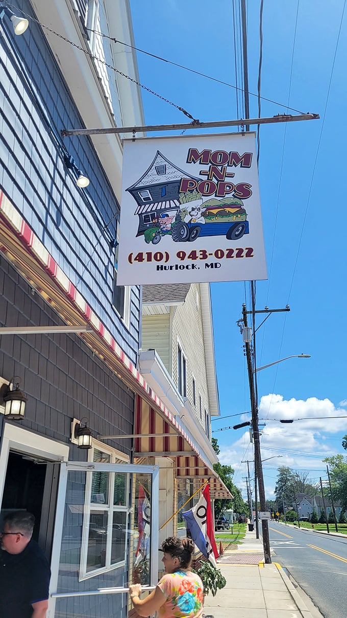 That hanging sign isn't just advertising—it's practically whispering "The burgers here will ruin fast food for you forever."
