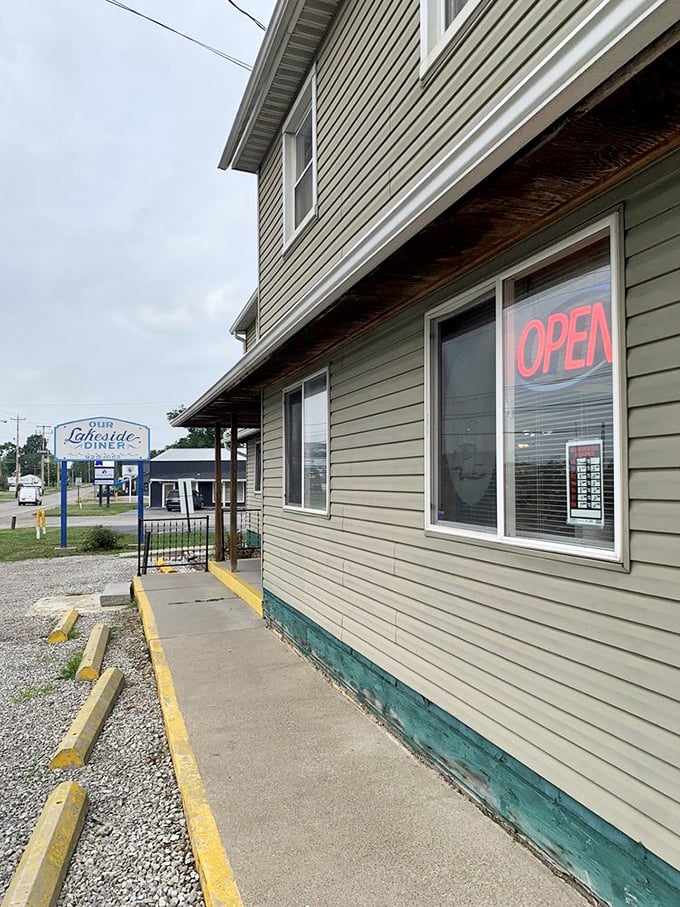 Our Lakeside Diner: The modest exterior hides a cozy spot where locals gather for gossip served alongside eggs that would make any chicken proud.