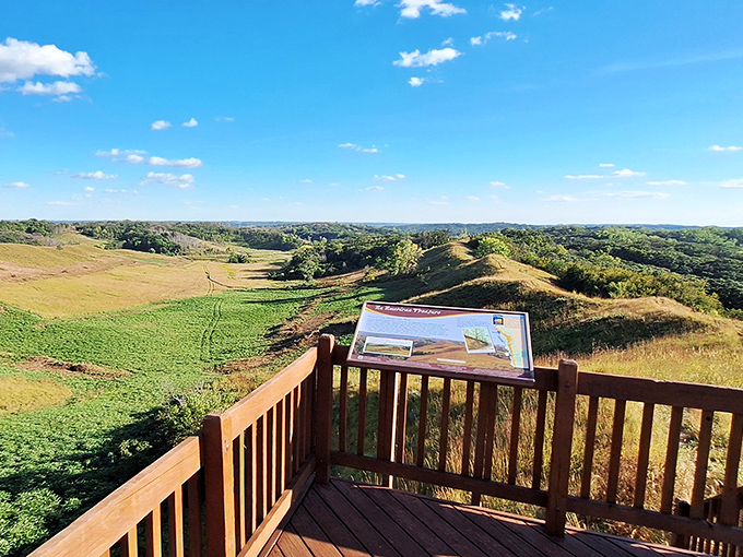 The Loess Hills rolling away like waves! Preparation Canyon's overlook reveals a landscape sculpted by ancient winds.