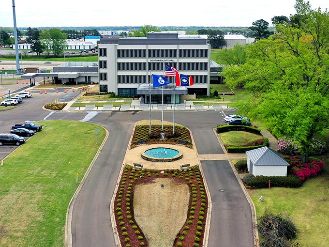 Historic downtown buildings stand like old friends having a conversation that's been going on for a century. 