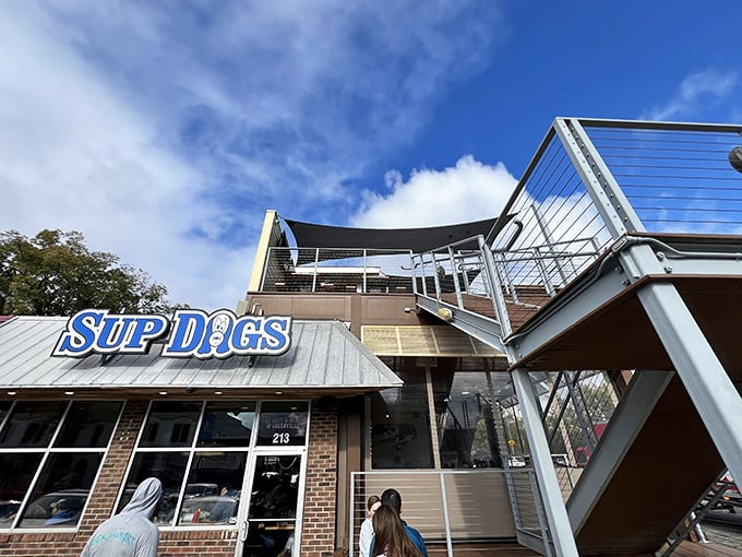 The architectural lines may be contemporary, but the dedication to hot dog perfection is timeless.