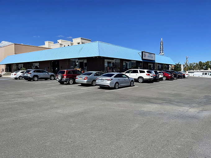 A busy parking lot hints at The Other Side's popularity &ndash; clearly, the secret of this thrift gem is out!