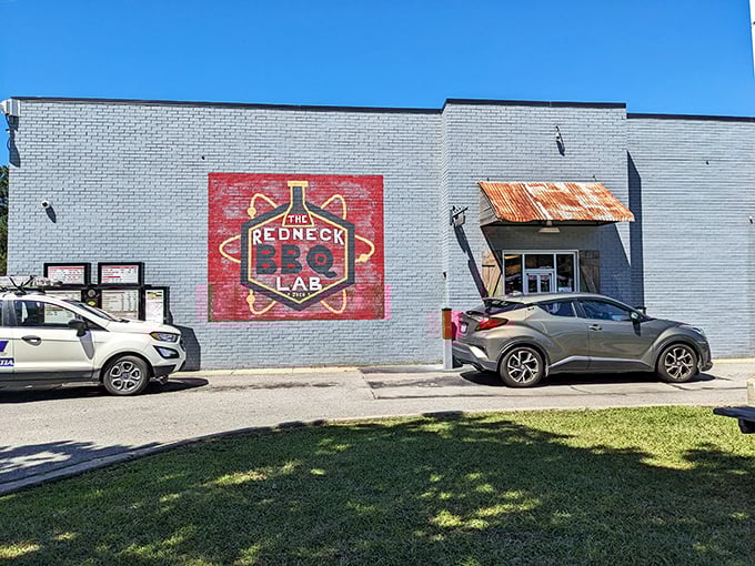 That painted logo on The Redneck BBQ Lab isn't just branding&mdash;it's a warning that your barbecue expectations are about to be deliciously blown.