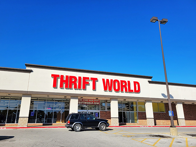 The expansive storefront hints at the galaxies of goods waiting inside. One small step for shoppers, one giant leap for your savings!