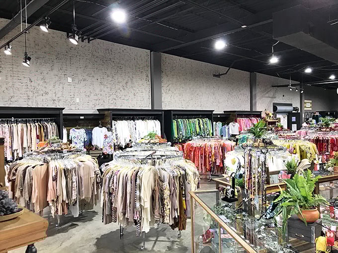 Inside Yours Truly, clothing racks organized by color create a rainbow road to style salvation. My closet is begging for that green blouse!Add to Conversation