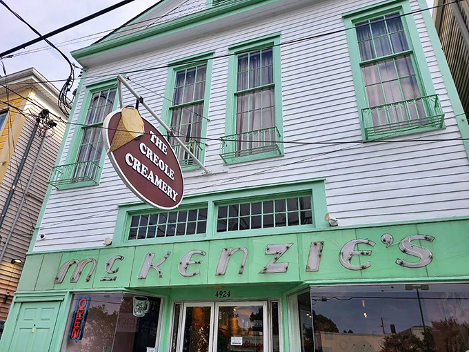 .The mint-green facade of Creole Creamery stands like a sweet beacon on Prytania Street, promising frozen happiness within those historic walls.