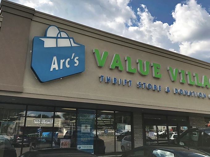 Arc's Value Village stands proud in Richfield, its blue and green signage a beacon for treasure hunters seeking both bargains and purpose in their shopping adventures.