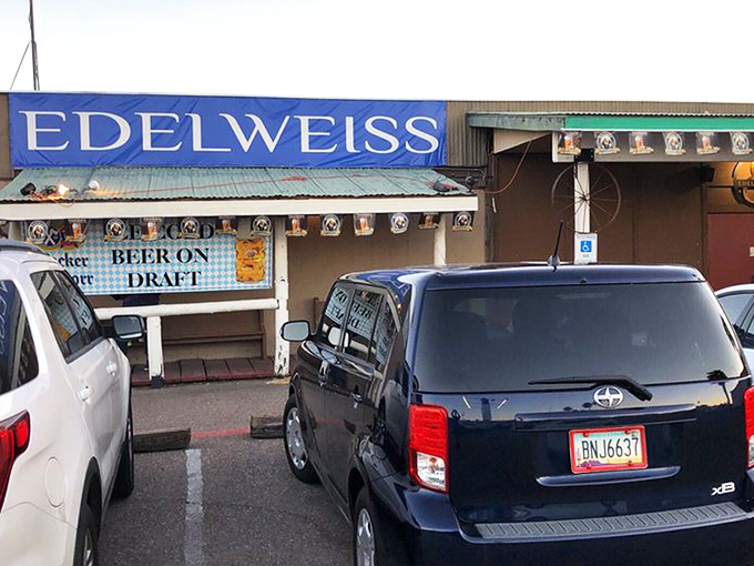 The unassuming exterior of Edelweiss Biergarten might make you wonder if your GPS has a sense of humor, but trust me&mdash;culinary treasures await within.