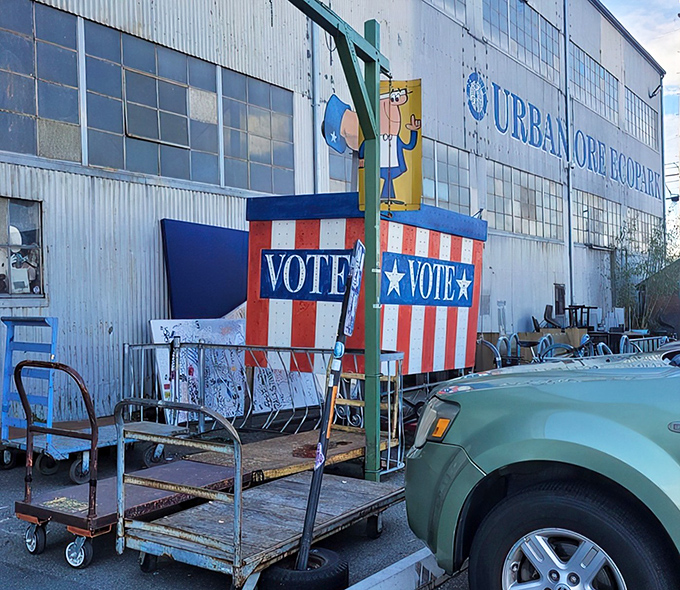 The unassuming industrial exterior of Urban Ore belies the wonderland of treasures within. Berkeley's ultimate recycling adventure begins here.