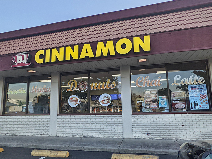 The bright yellow "CINNAMON" sign beckons like a sugary lighthouse on the Folsom strip. Resistance is futile, my friends.