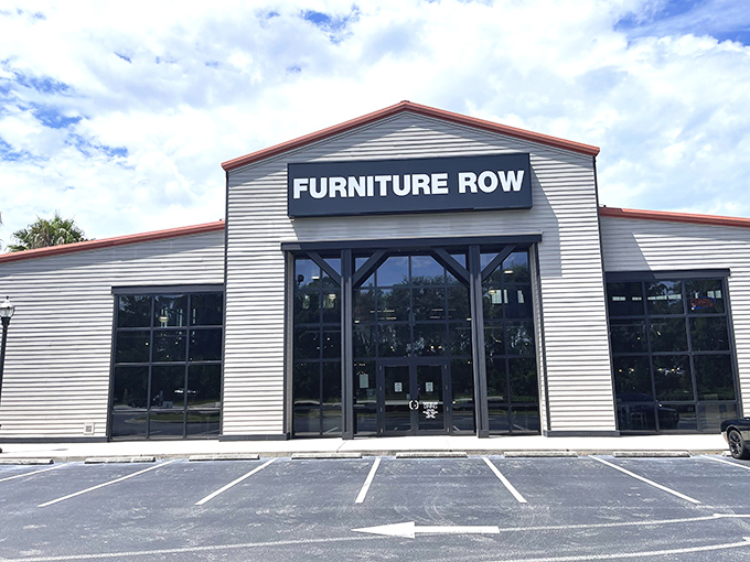 The exterior promises furniture adventures within, like the retail equivalent of "Once upon a time..." but with more recliners and fewer dragons.