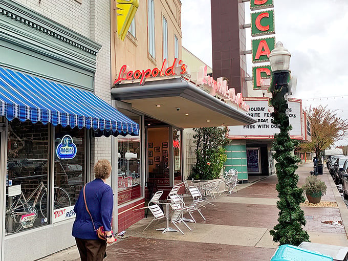 The iconic Leopold's marquee beckons like an old friend. That red neon sign isn't just advertising&mdash;it's promising happiness by the scoop.
