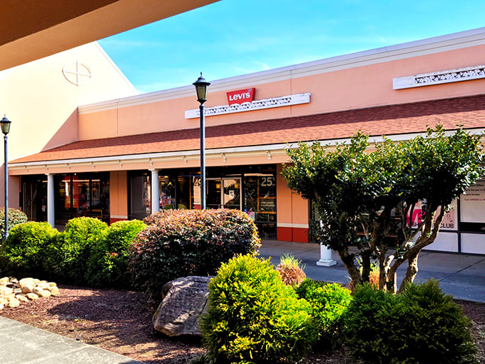 The elegant storefront beckons with promises of discounted luxury. Who knew saving money could look this sophisticated?