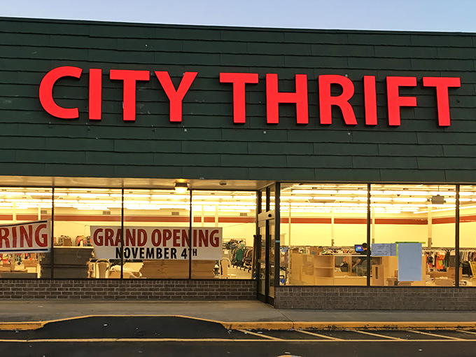 The unassuming exterior of City Thrift in Lilburn hides a treasure trove within, like finding the Batcave behind Wayne Manor's bookshelf.