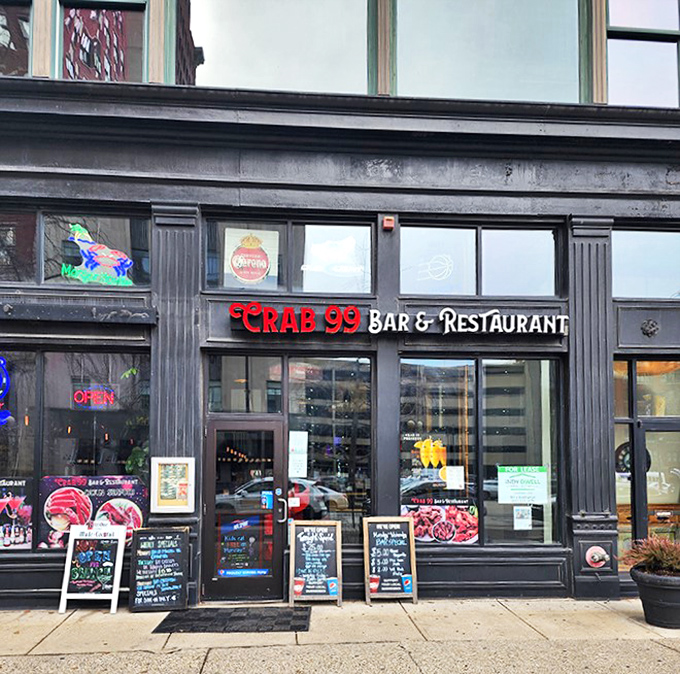 The historic brick fa&ccedil;ade of Crab 99 Bar & Restaurant stands proudly in downtown Indianapolis, proving great seafood can indeed thrive in landlocked territory.