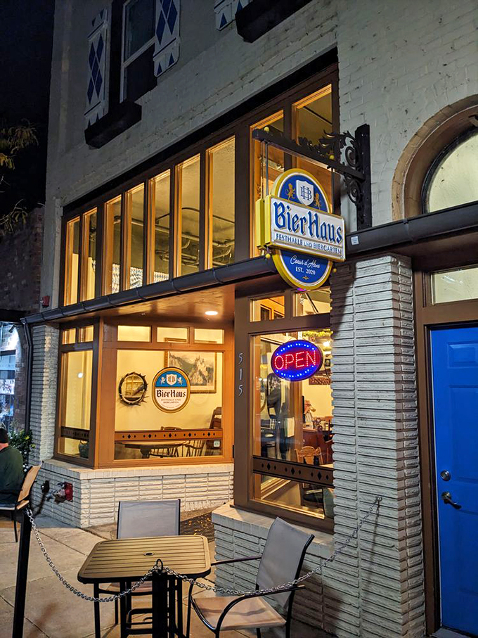 The blue door beckons like a portal to Bavaria, right in downtown Coeur d'Alene. Those red geraniums aren't just for show&mdash;they're practically shouting "Willkommen!"