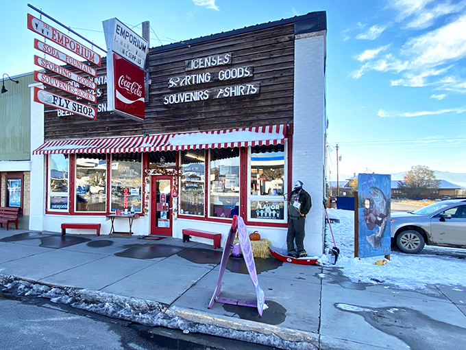 The red-trimmed storefront proudly announces its claim to fame&mdash;home of the world-famous huckleberry milkshake. Small town, big flavor.