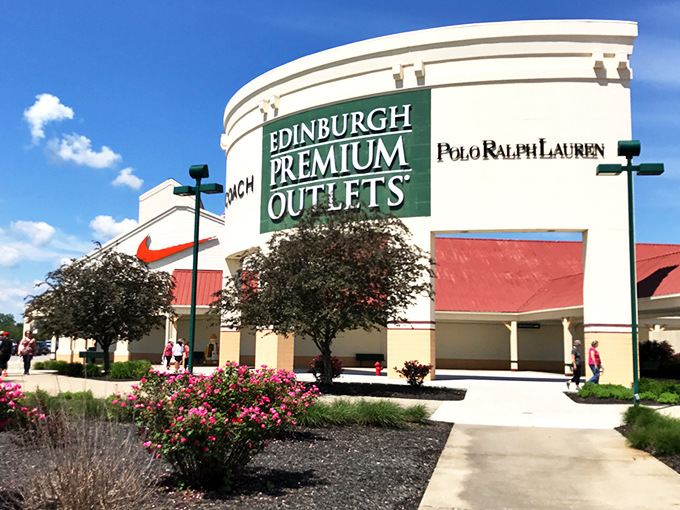 The iconic Indiana Premium Outlets welcomes bargain hunters like a retail Emerald City, promising treasures beyond the parking lot.