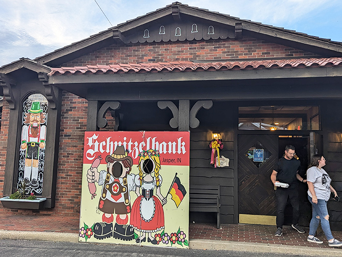 The storybook German architecture of Schnitzelbank stands proudly in Jasper, like a Bavarian postcard that somehow landed in Indiana's heartland.