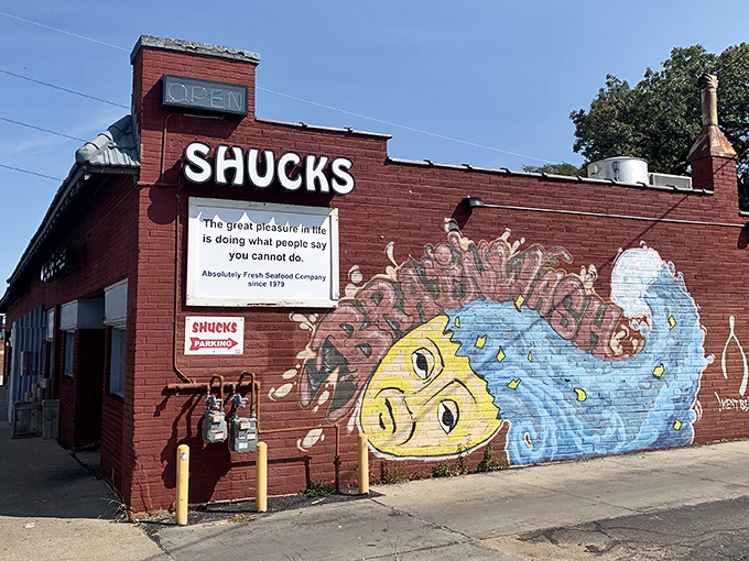 The unassuming brick exterior of Shucks Fish House hides seafood treasures that would make Neptune himself jealous. Sometimes the best culinary adventures begin in the most modest settings.