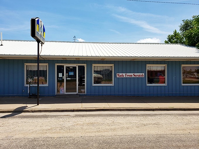 The unassuming blue exterior that houses culinary treasures worth a detour. Like most of Kansas's best-kept secrets, it's hiding in plain sight.