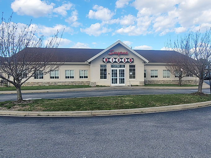 The iconic red Smyrna Diner sign welcomes hungry travelers like a culinary lighthouse guiding you to comfort food harbor.