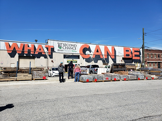 The warehouse with "WHAT" emblazoned across it isn't asking a question&mdash;it's making a statement about possibility and transformation.