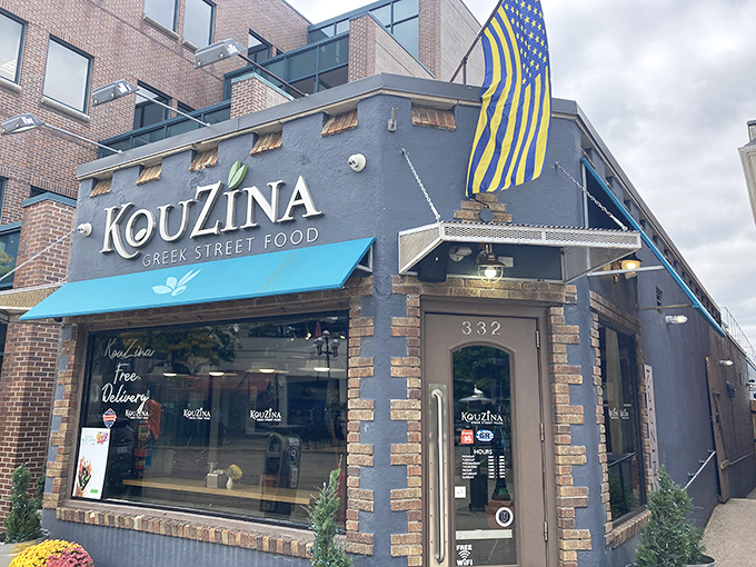 The blue awnings and Greek flag announce your arrival at flavor central. This corner of Royal Oak might as well be a portal to Athens.