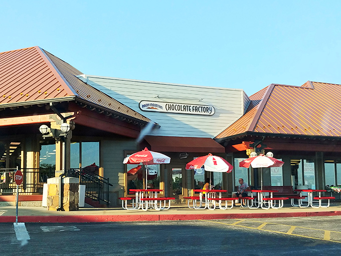 The distinctive copper-colored roofs and charming architectural details welcome shoppers to this Lake of the Ozarks retail paradise.