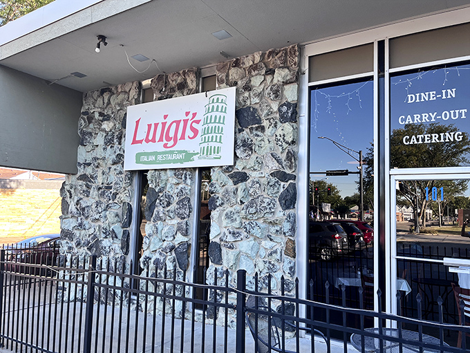 Luigi's stone facade welcomes hungry patrons with its iconic leaning tower sign&mdash;a little slice of Pisa right in Bellevue.