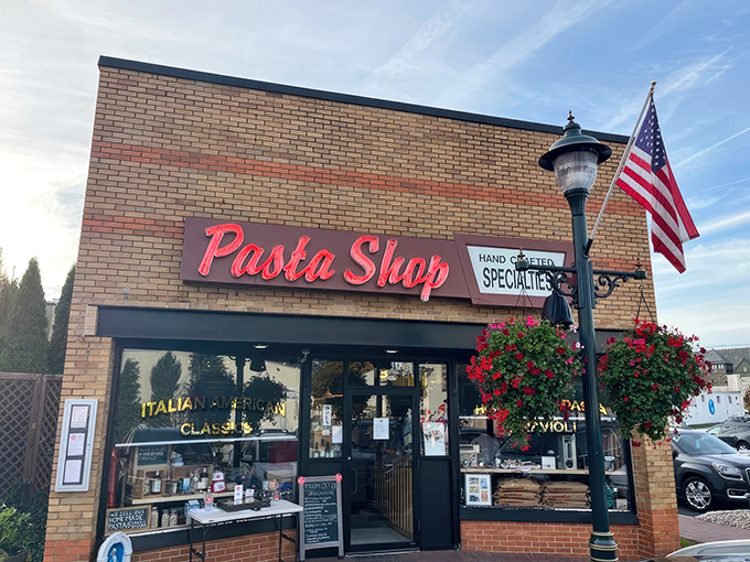 The brick fa&ccedil;ade and classic red signage of The Pasta Shop in Denville promises no gimmicks&mdash;just serious Italian goodness waiting inside.