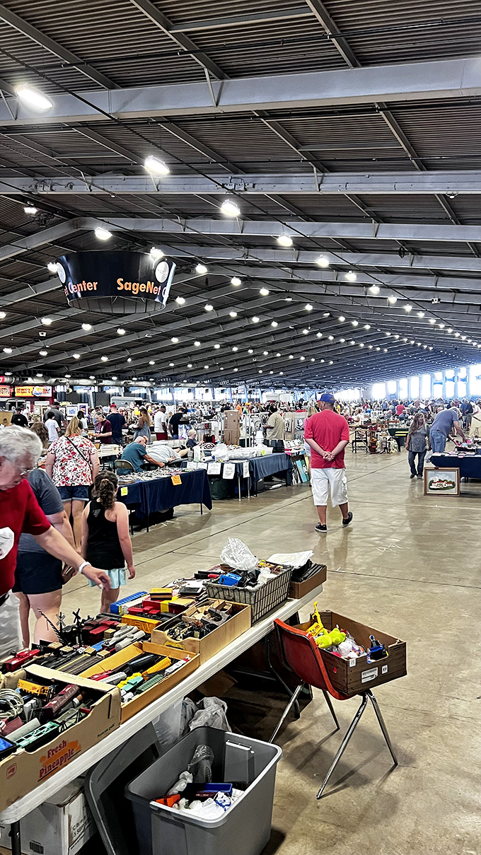Welcome to treasure hunter's paradise! The Tulsa Flea Market's cavernous interior stretches before you like an archaeologist's dream site, minus the dirt and academic requirements.