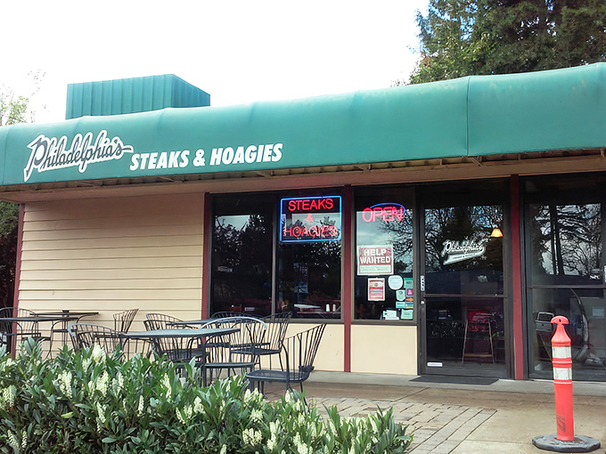 The unassuming exterior of Philadelphia's Steaks & Hoagies in West Linn might not stop traffic, but locals know this blue-awninged treasure is worth slamming on the brakes for. 