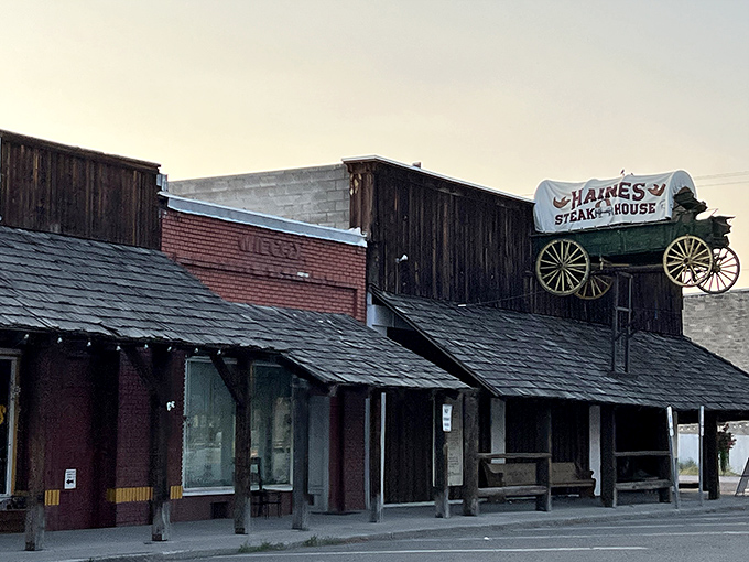 The iconic covered wagon sign perched atop Haines Steak House isn't just decoration&mdash;it's a beacon calling hungry travelers from across Eastern Oregon's vast landscape.