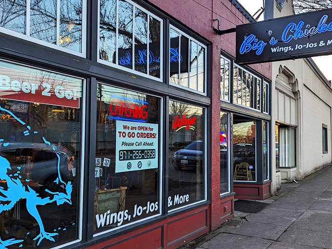 The bright red exterior with vibrant orange umbrellas isn't just eye-catching&mdash;it's nature's way of signaling something delicious awaits inside.