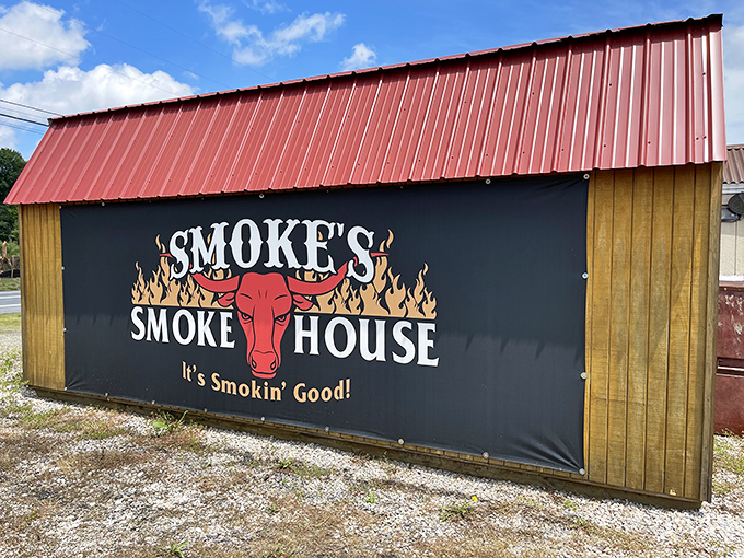 The humble chariot of smoke and glory. Smoke's Smokehouse trailer sits unassumingly in Newark, promising barbecue treasures that far exceed its modest appearance.
