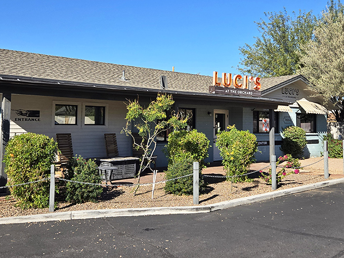 The mint-green exterior with its jaunty striped awning practically whispers, "Come in, the pancakes are calling." A charming first impression that promises good things inside.