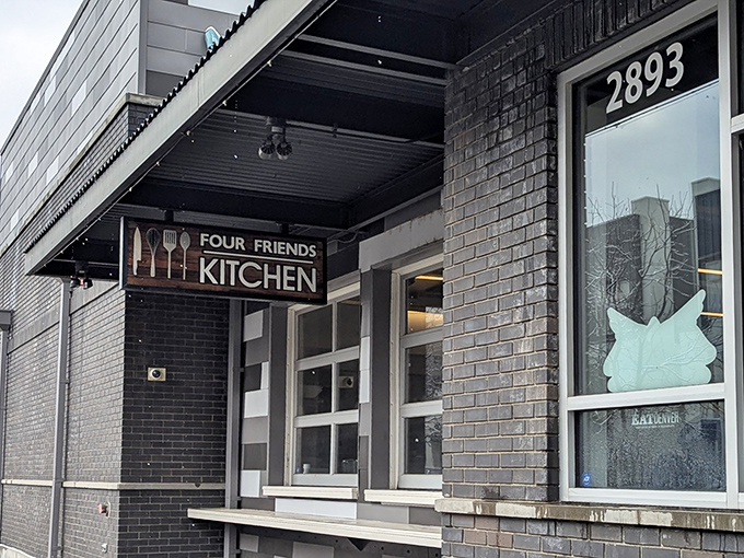 The unassuming brick exterior hides culinary treasures within, like finding a secret breakfast speakeasy in Denver's Stapleton neighborhood.