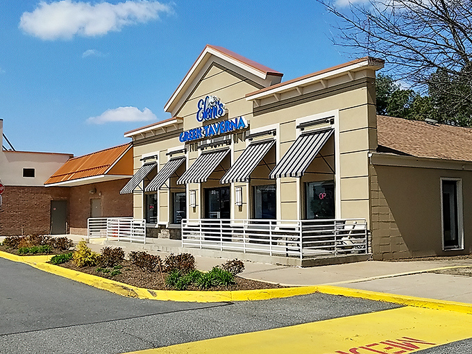 The blue sign of Eleni's Greek Taverna glows like a Mediterranean beacon in Springfield, promising authentic flavors that'll make you forget you're in Virginia. 
