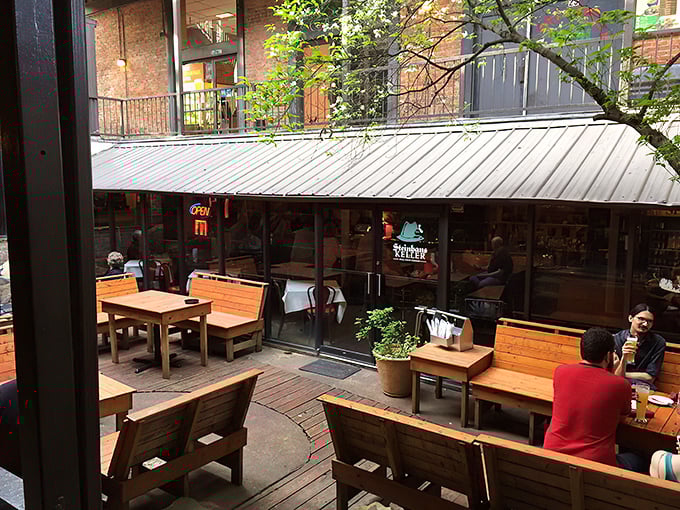 The entrance to culinary paradise isn't pearly gates, but a humble staircase leading to this underground German oasis in Hot Springs.